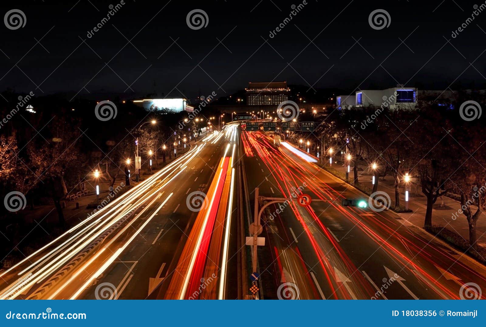 Illuminated road stock photo. Image of motorway, evening - 18038356