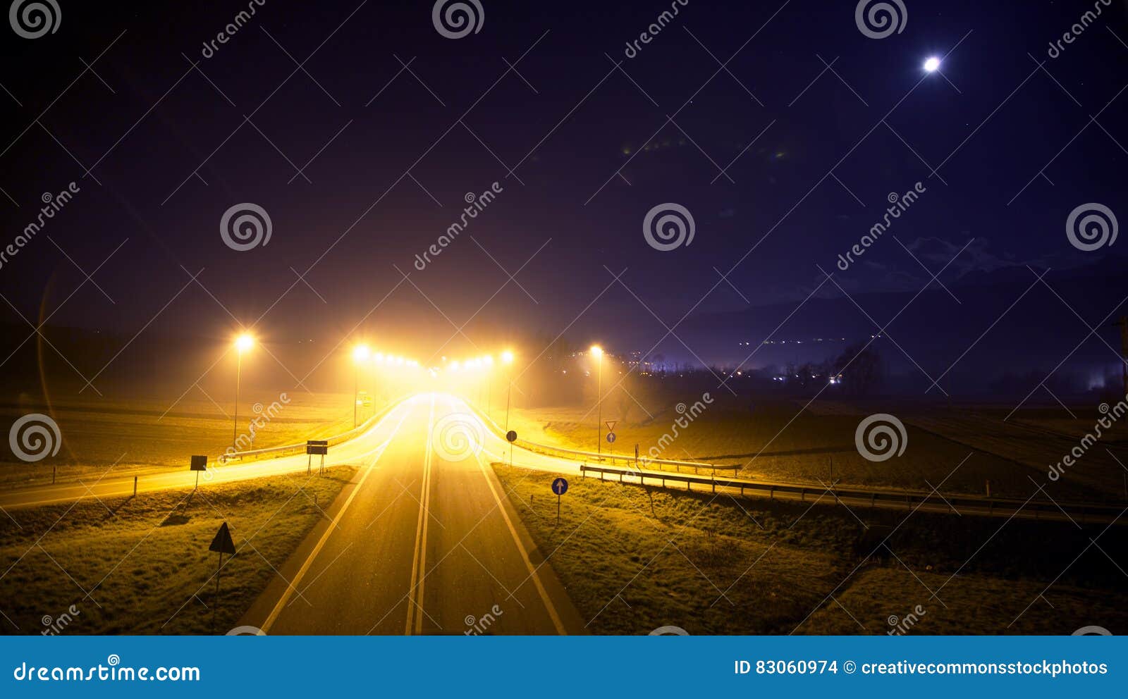 Illuminated Roadway At Night Picture. Image: 83060974