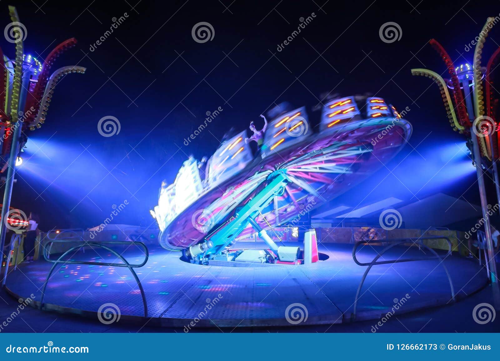 Rotating Device in Amusement Park Stock Image - Image of movement ...