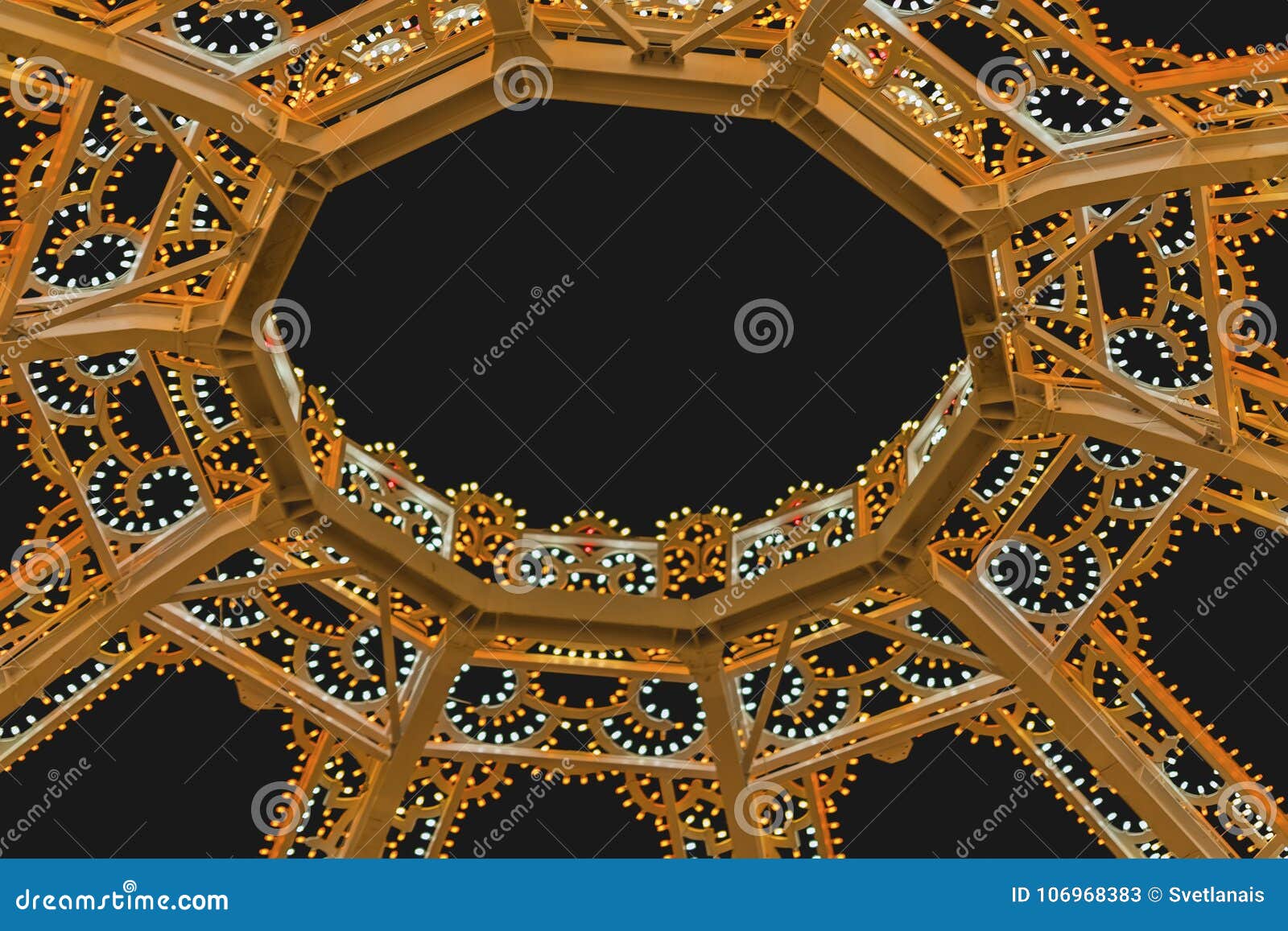 Illuminated Round Openwork Decorative Arch. Modern Interior Design of ...