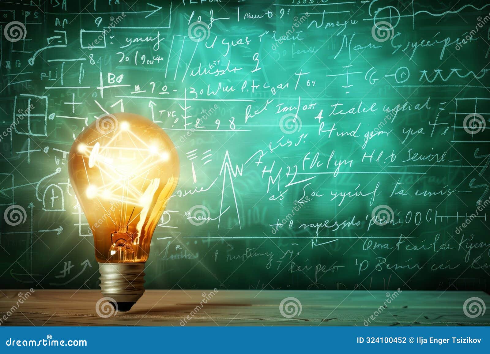 Illuminated Scientific Lamp Surrounded by Physics and Math Formulas on ...