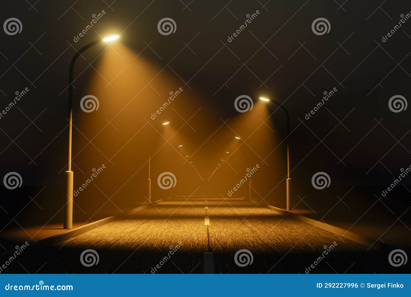 Illuminated Section of the Road Stock Photo - Image of transportation ...