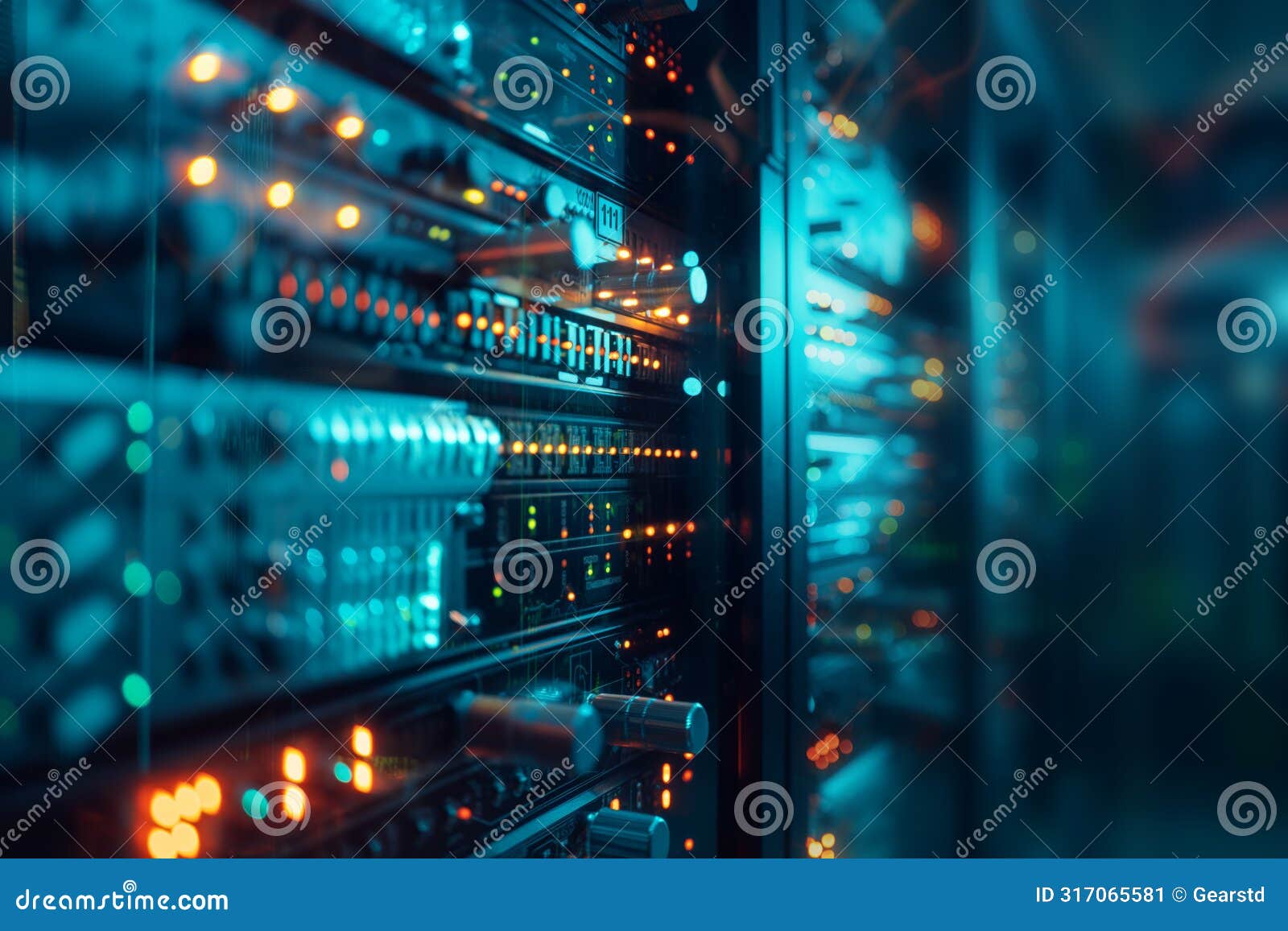 Illuminated Server Racks in a Data Center Stock Image - Image of ...