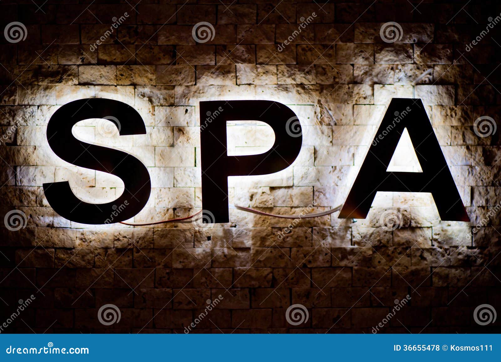 Illuminated Sign before Entering the Spa Salon Stock Photo - Image of ...