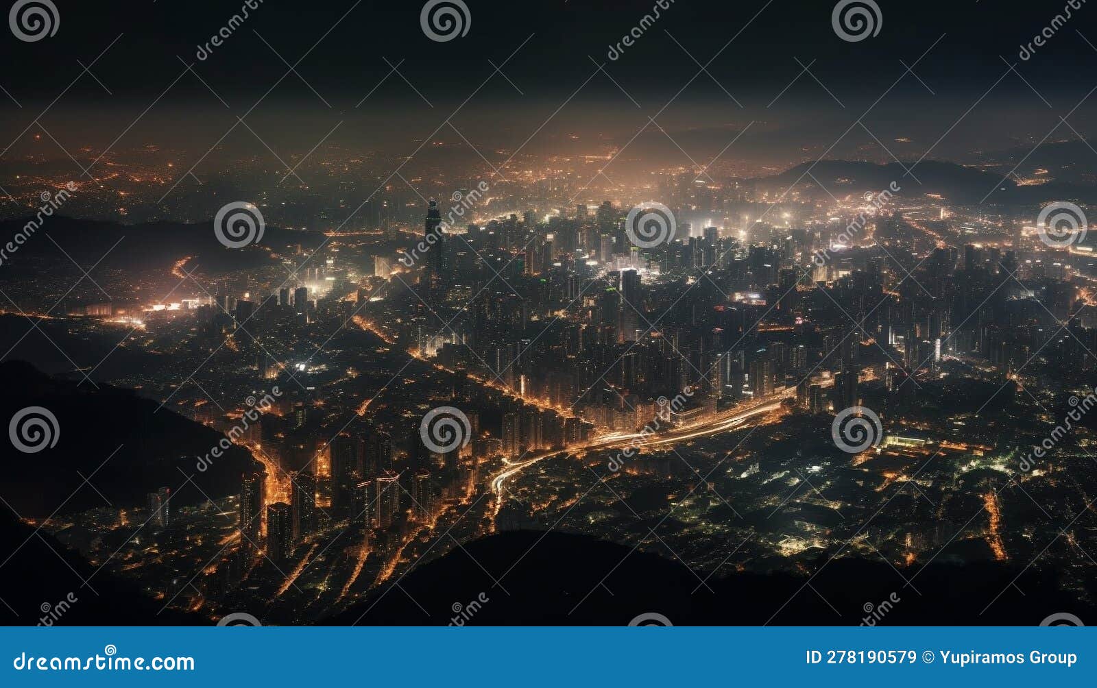 Illuminated Skyscrapers Ignite City Skyline at Dusk Generated by AI ...