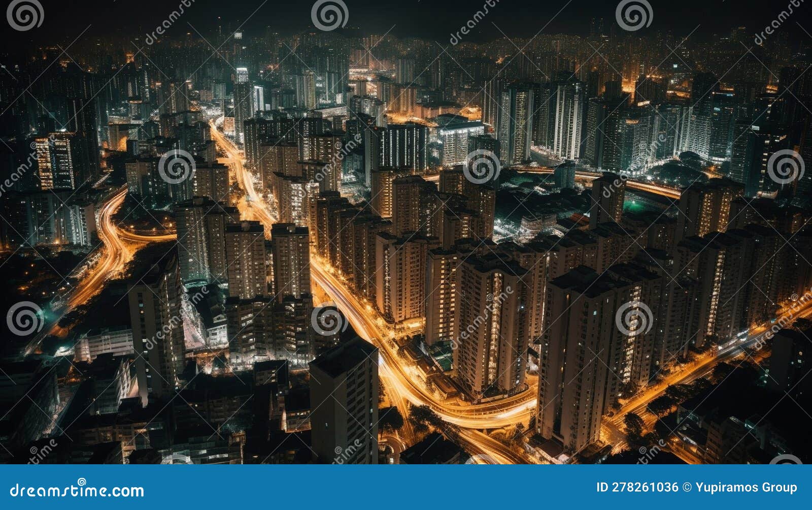 Illuminated Skyscrapers Light Up the City at Night Generated by AI ...