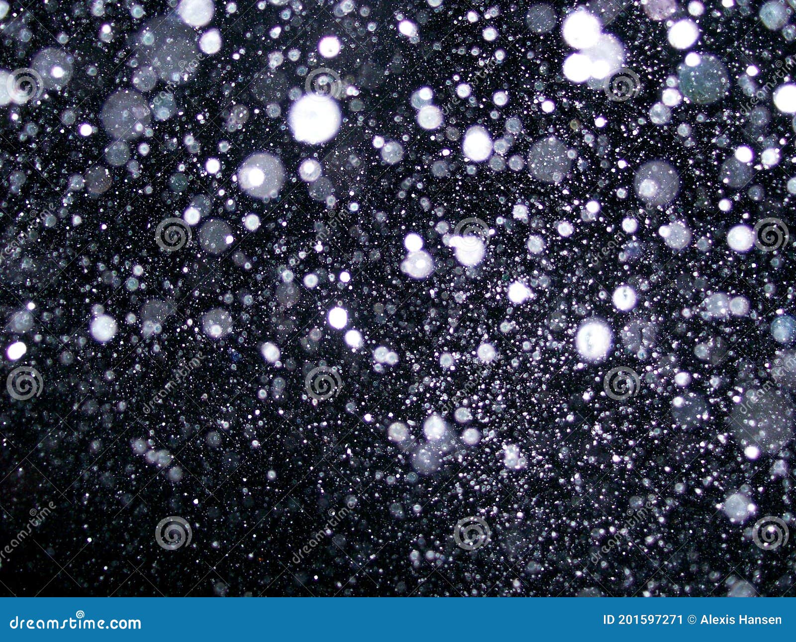Illuminated Sparkling Falling Snow at Night Stock Image - Image of ...