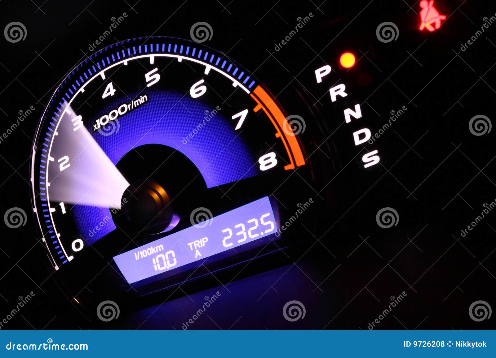 Illuminated speedometer stock photo. Image of illuminated - 9726208