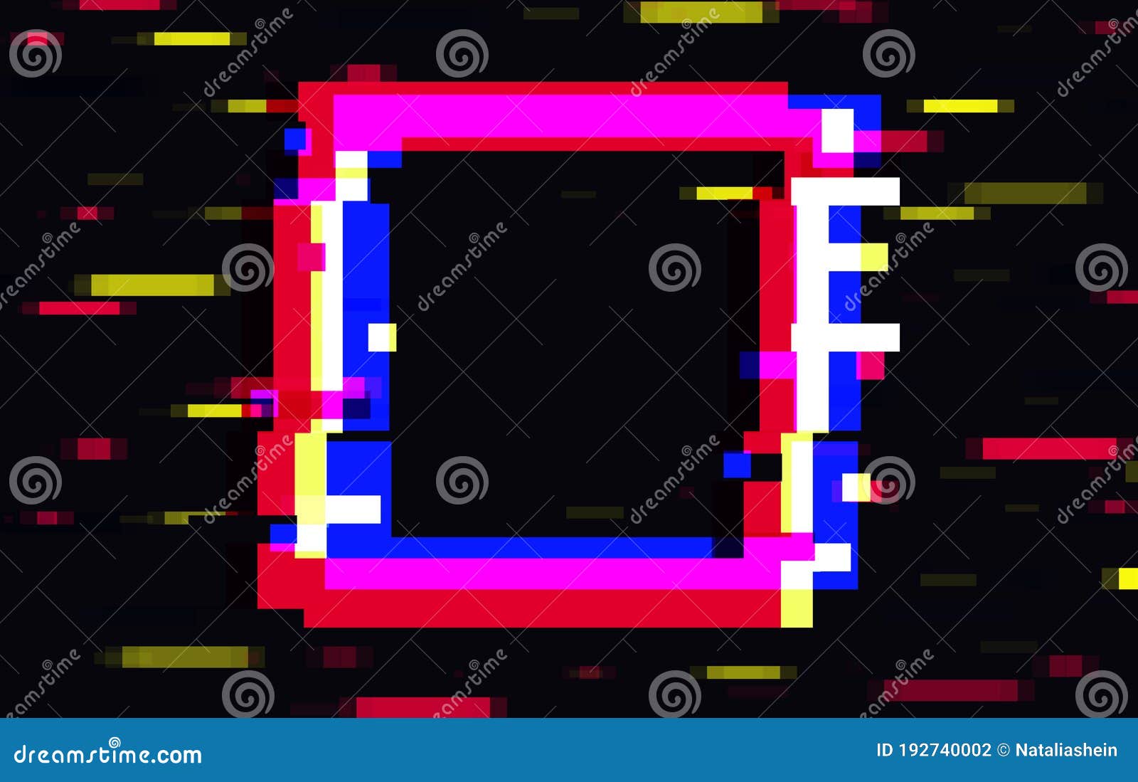 An Illuminated Square Frame with Glitch Effect and a Place for Text ...