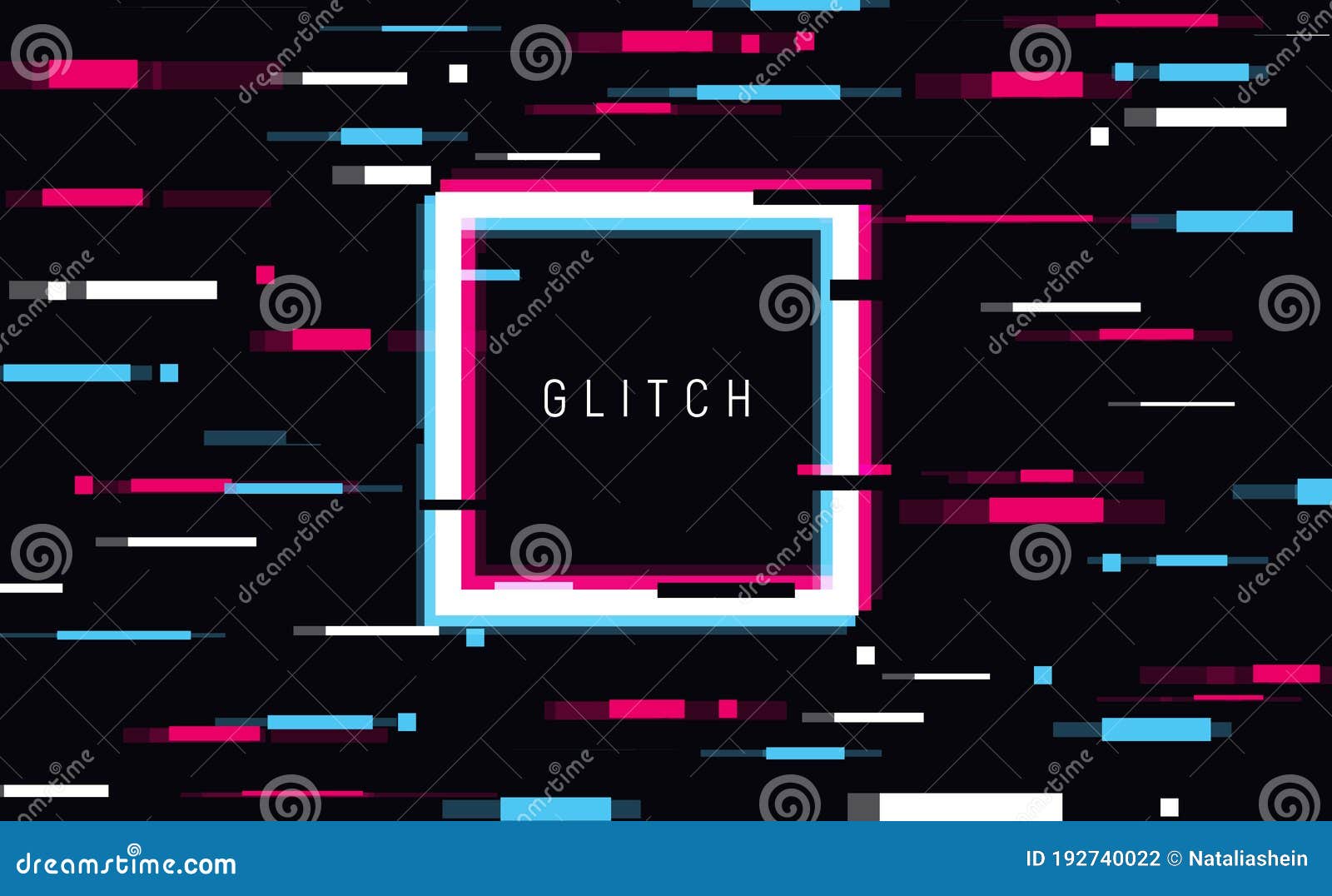 An Illuminated Square Frame with Glitch Effect and a Place for Text ...