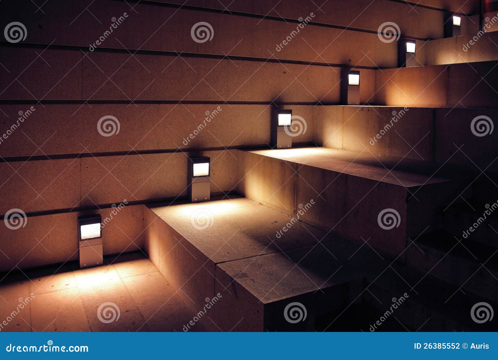 Illuminated stairs stock photo. Image of upstairs, empty - 26385552