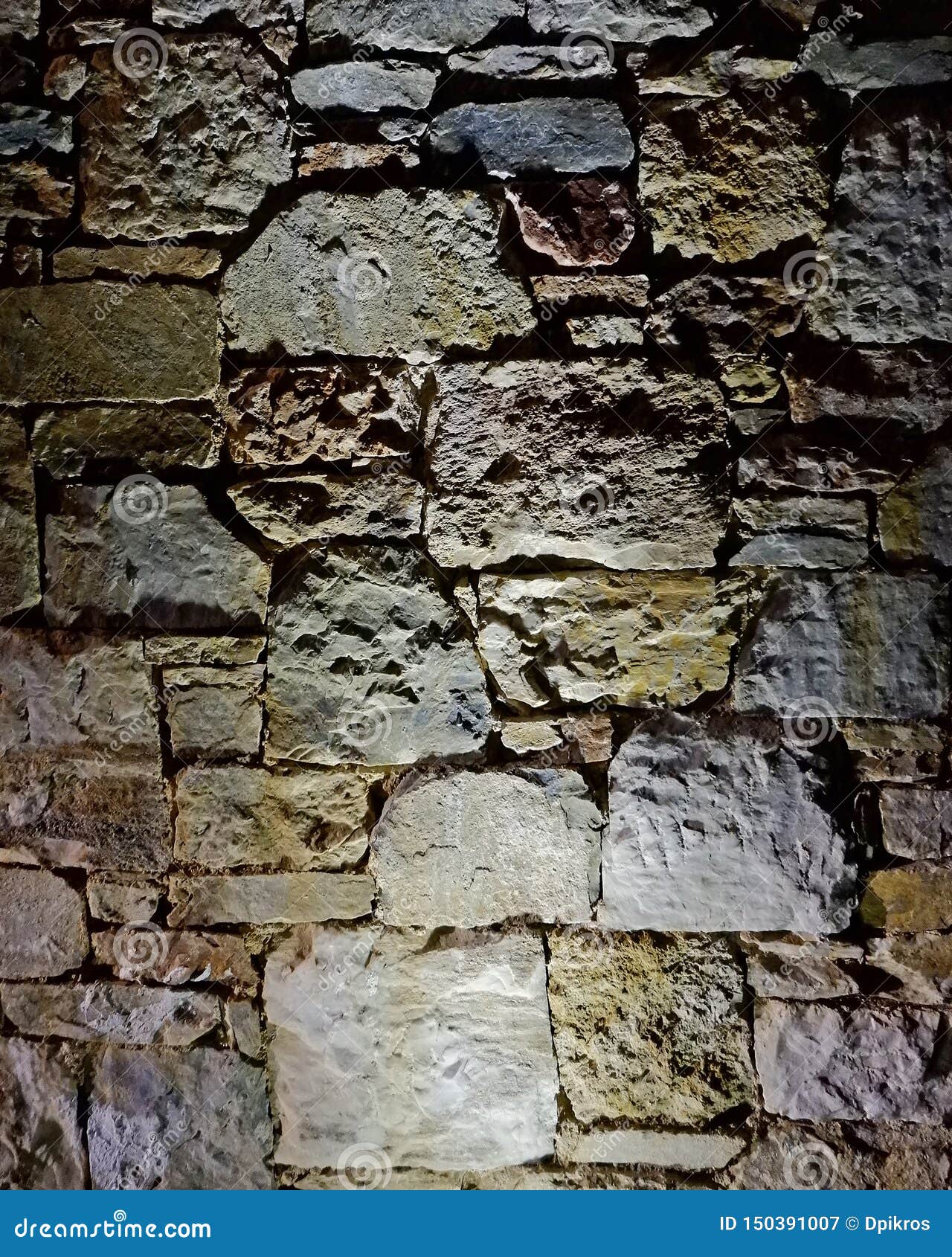 Illuminated Stone Wall Background, Space for Typing Stock Image - Image ...
