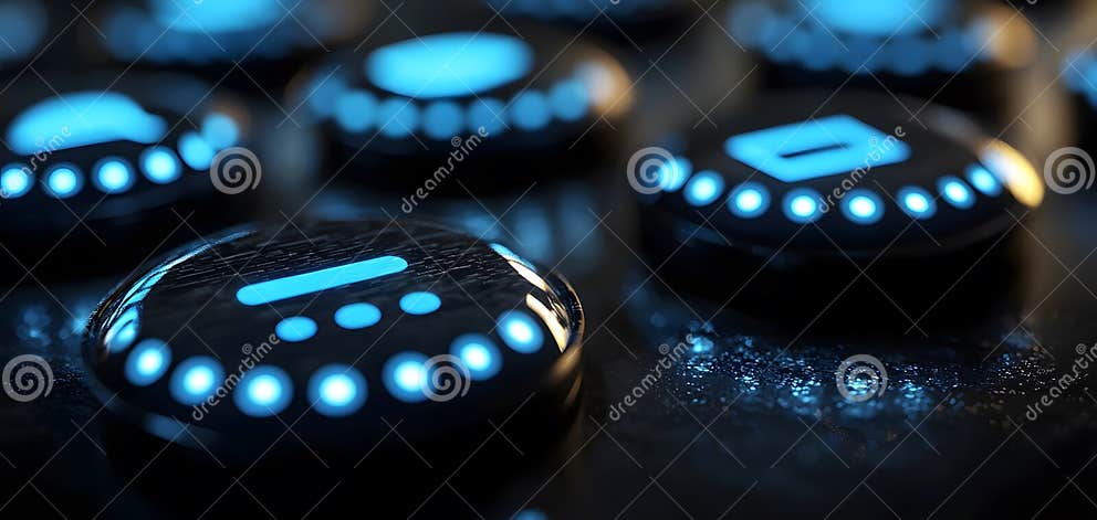 Illuminated Tech Buttons a Captivating Stock Illustration ...