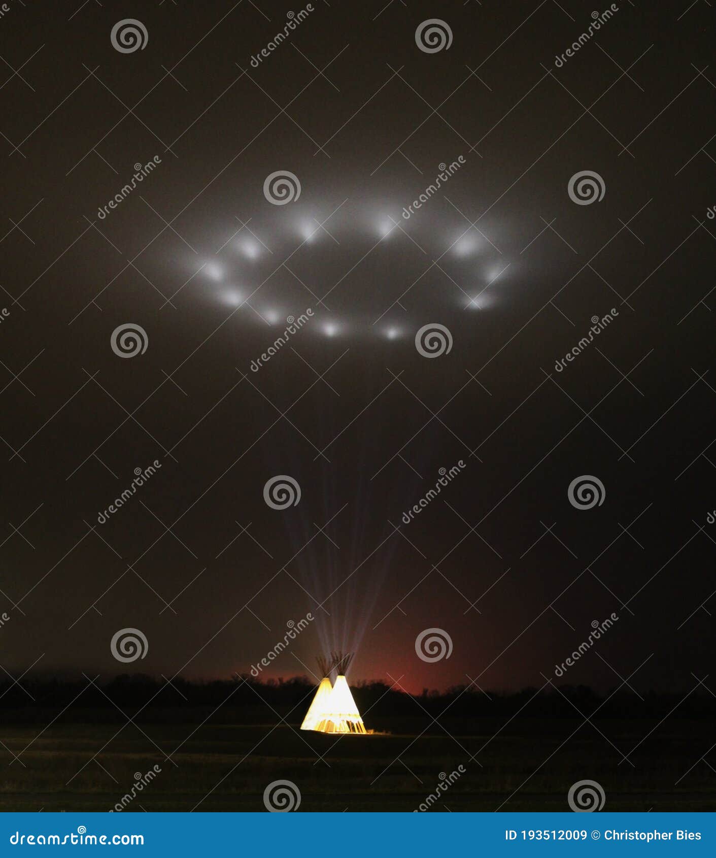 Light Up Tipi Indian Tent With Water Reflection During Aurora Royalty ...