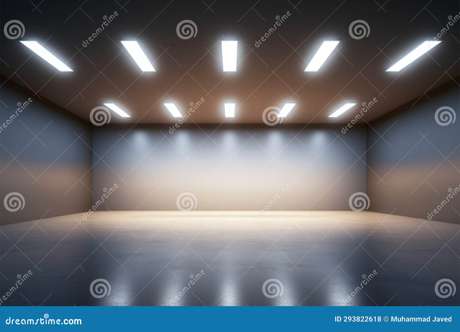 Illuminated by Top Light, an Empty Room in 3D Rendering Stock ...