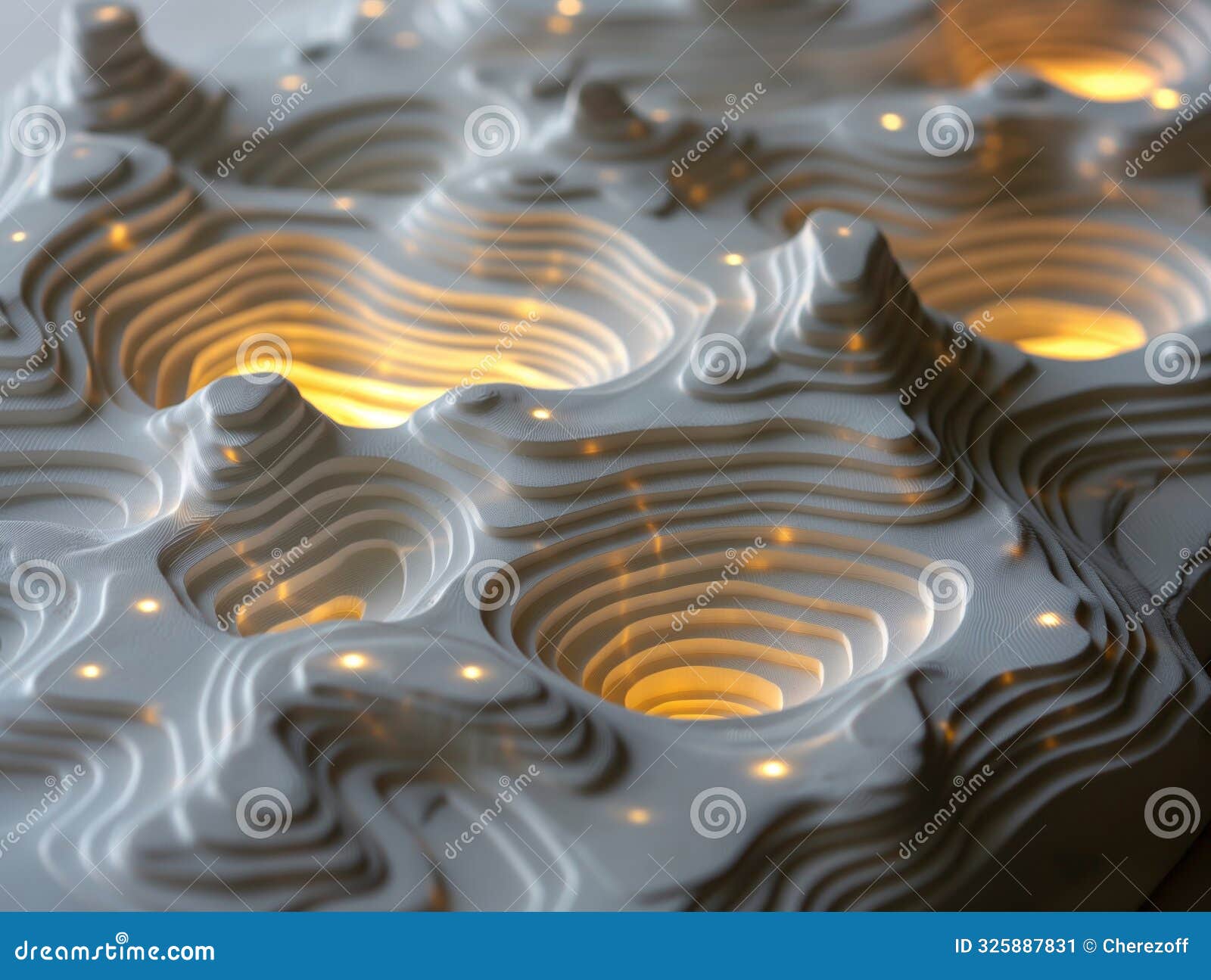 Illuminated Topographic Sculpture Stock Image - Image of structure ...