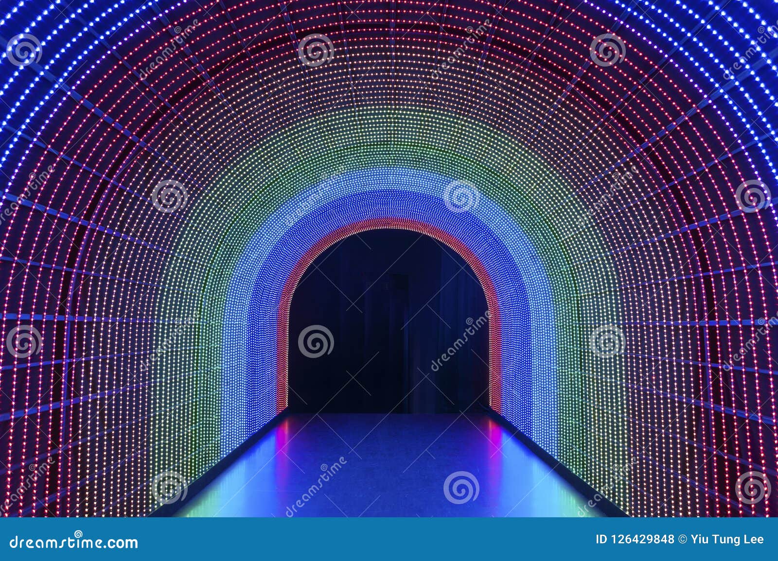 Illuminated tunnel stock photo. Image of colorful, emit - 126429848