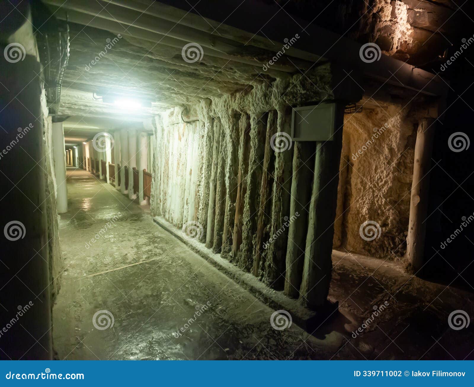 Illuminated Tunnels in Old Mines Stock Photo - Image of destination ...