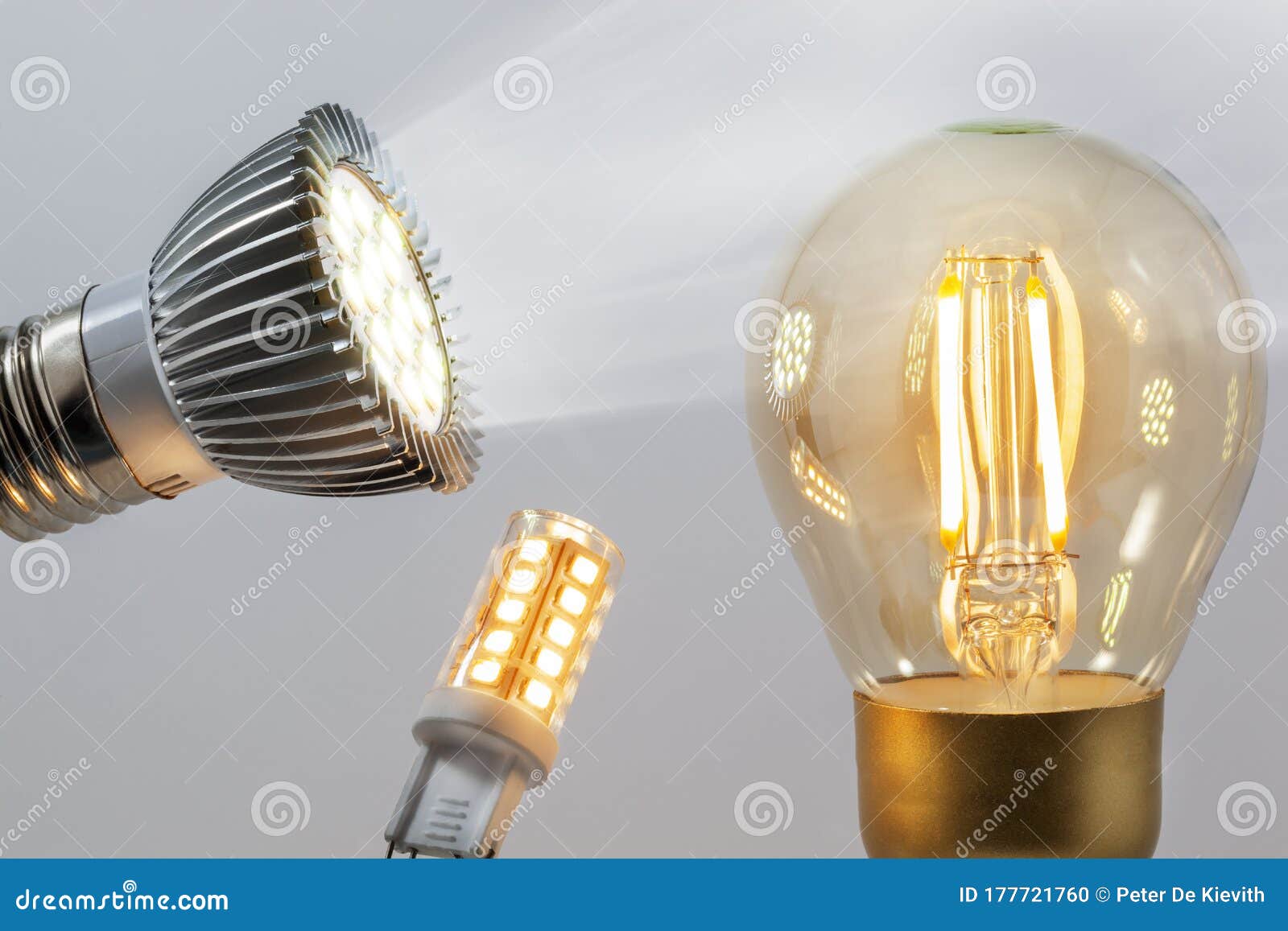 Illuminated Warm Led Lights and a Led Spotlight Stock Photo - Image of ...