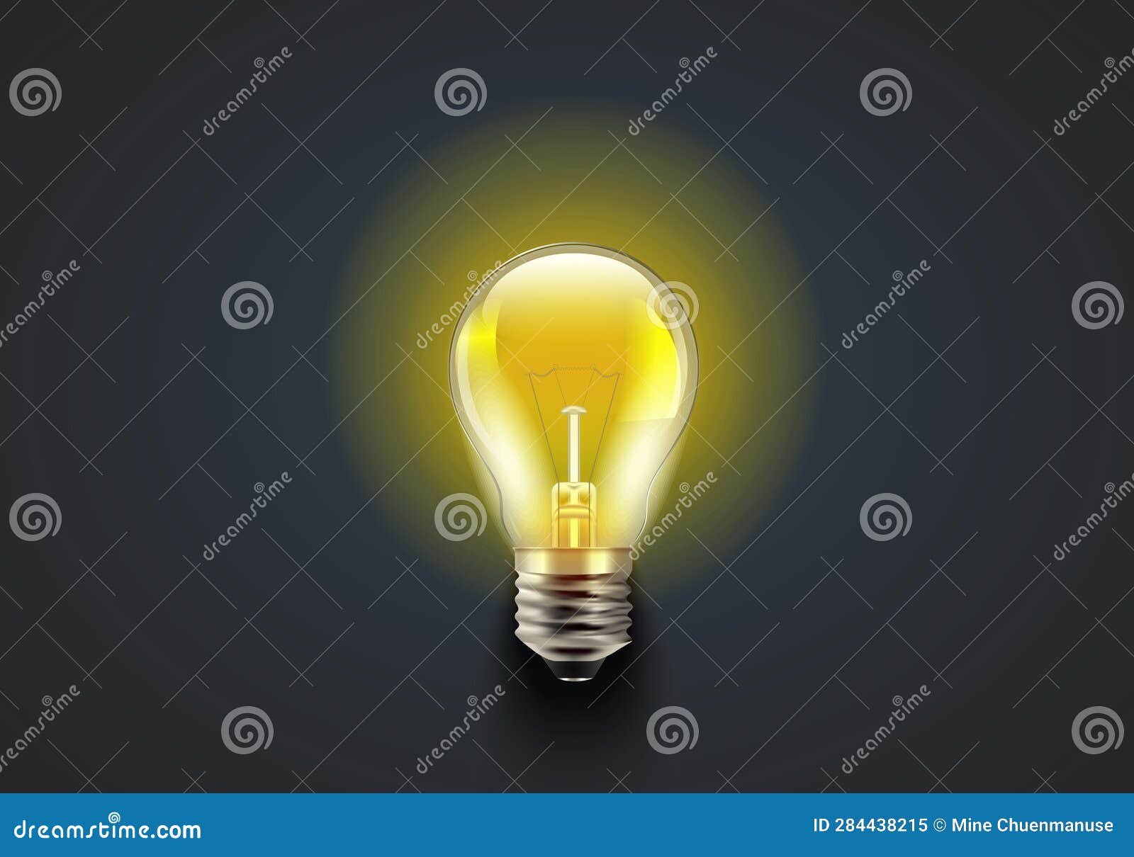 Illuminated Warm Light Bulb in the Dark Stock Illustration ...