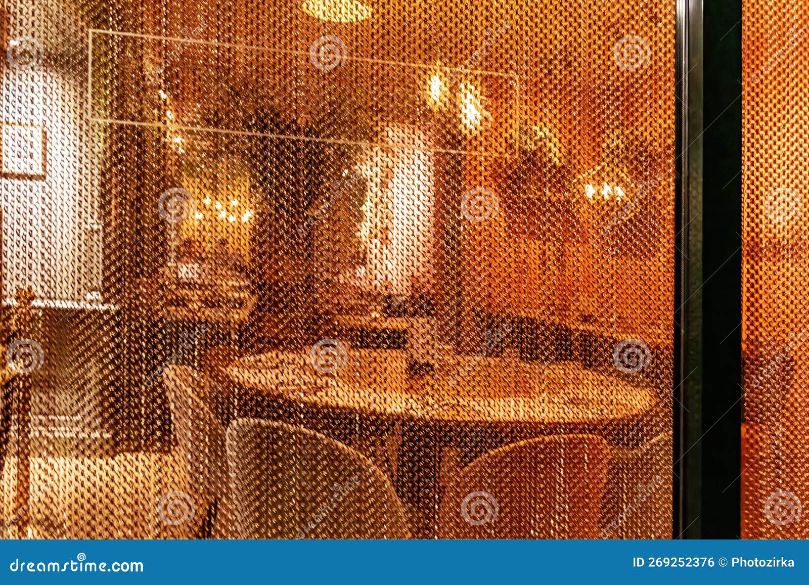 Illuminated Window in a Closed Cafe in the Evening Stock Photo - Image ...