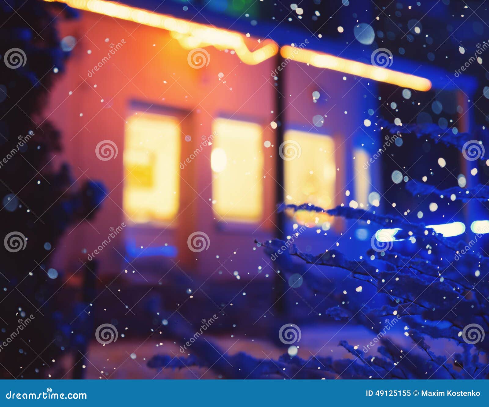 Illuminated Windows at Night. Stock Image - Image of neon, abstract ...