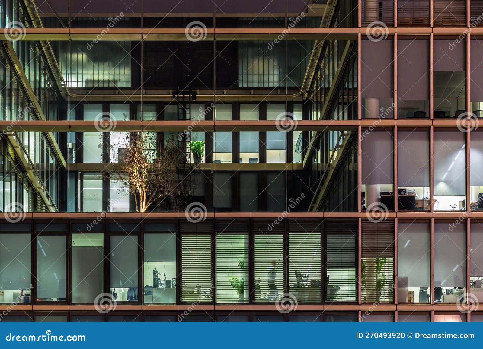 Illuminated Windows of an Office Building at Night Stock Photo - Image ...