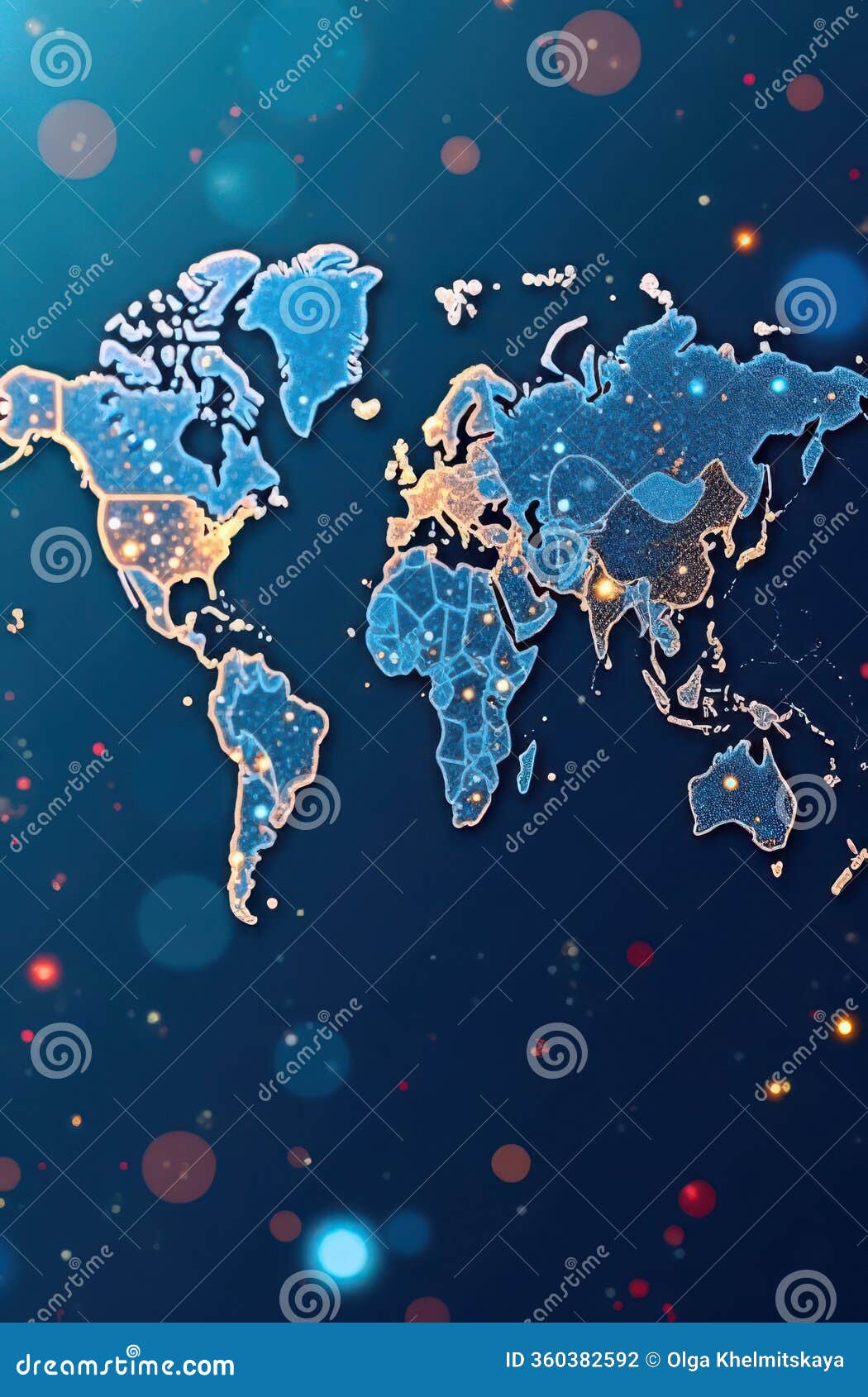 Illuminated World Map Showing Global Connections and Networks Stock ...