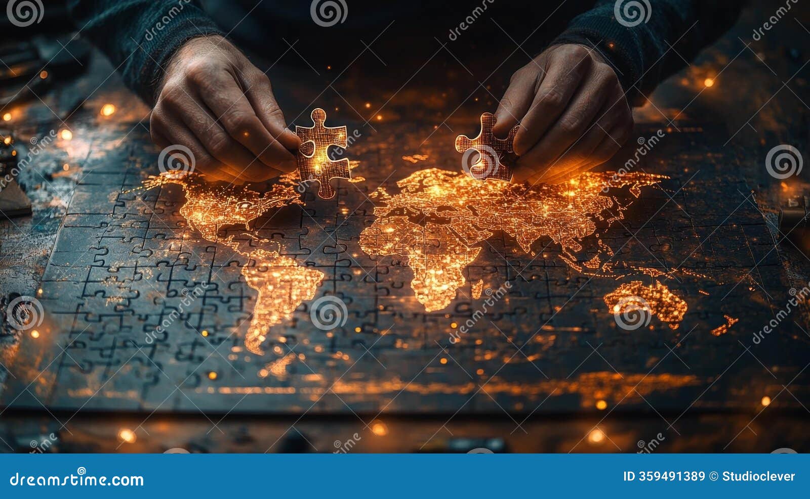 Illuminated World Map In Modern Office Royalty-Free Stock Image ...