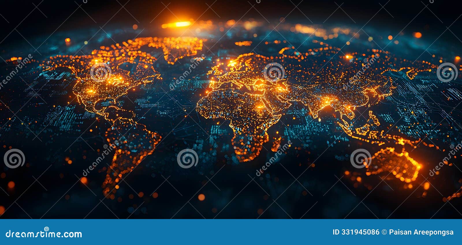 Illuminated World Map Reflects Global E-commerce Activity Stock ...