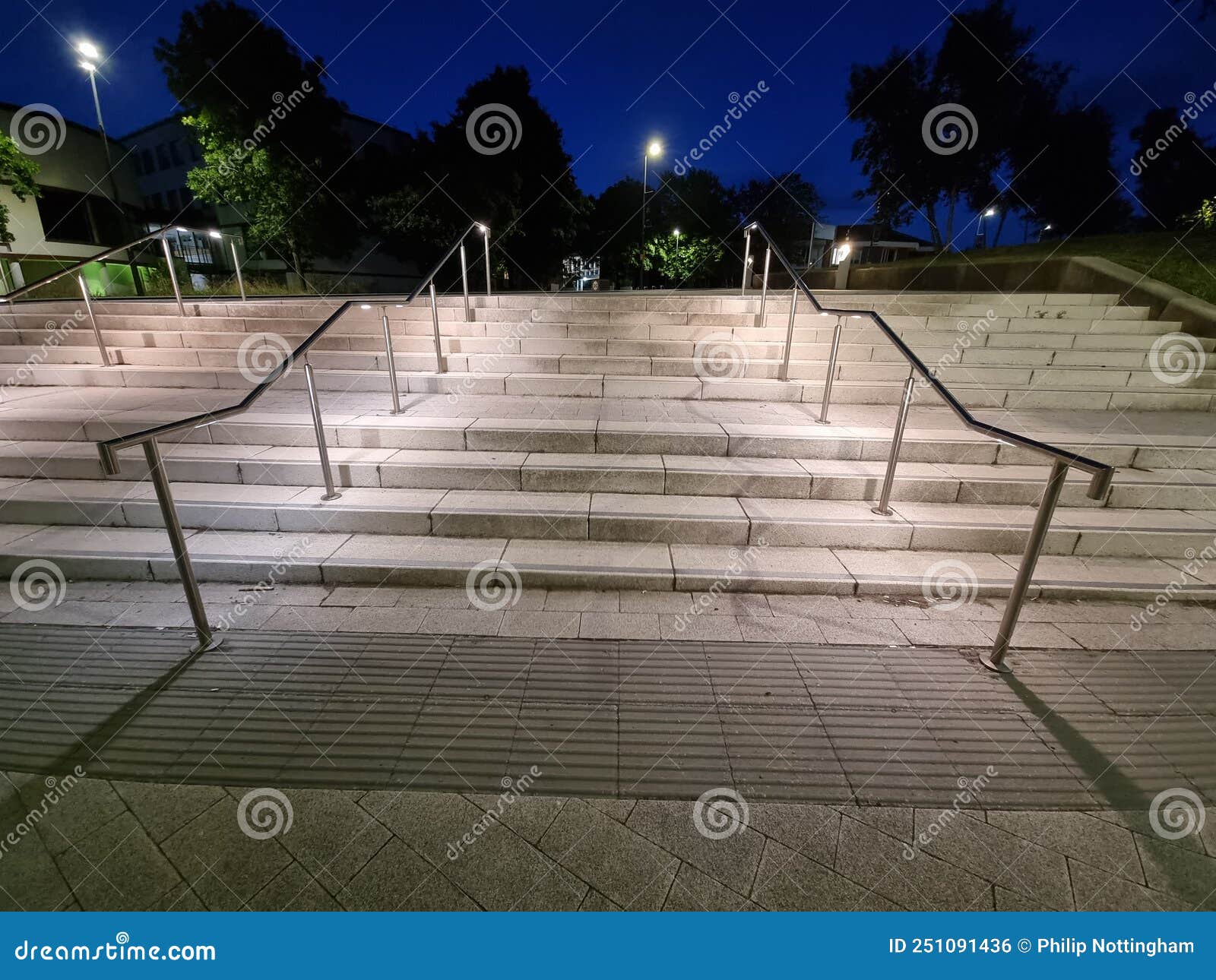 Illuminates Steps at Night in the City Stock Photo - Image of lighting ...