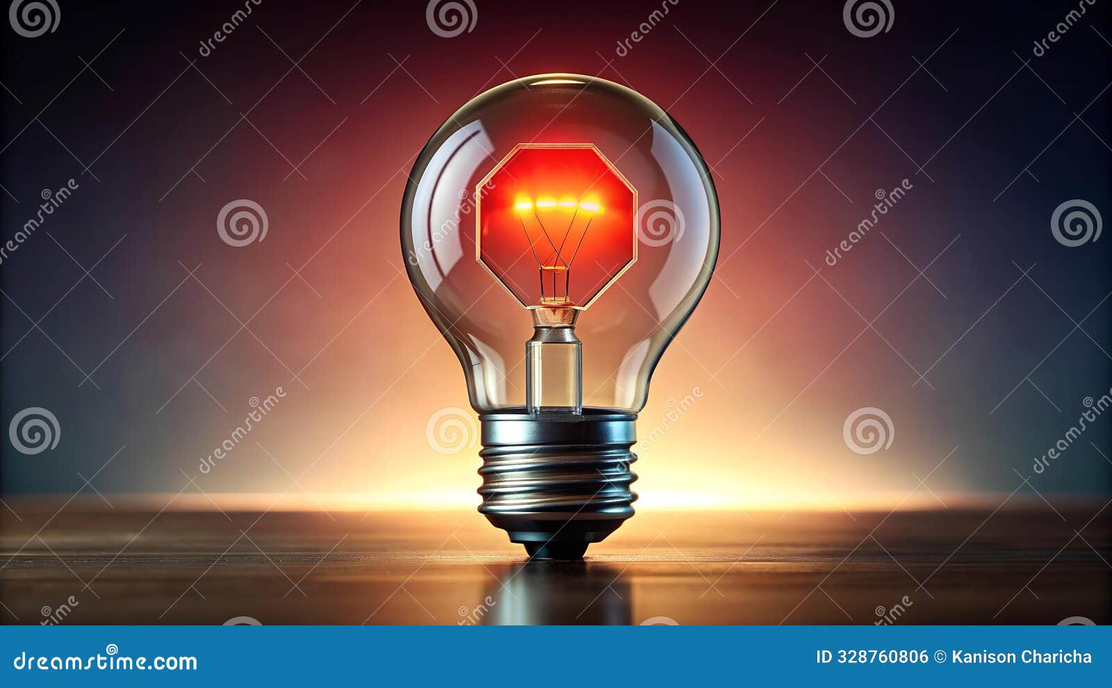 Illuminating Caution: a Stop Sign within a Glowing Light Bulb ...