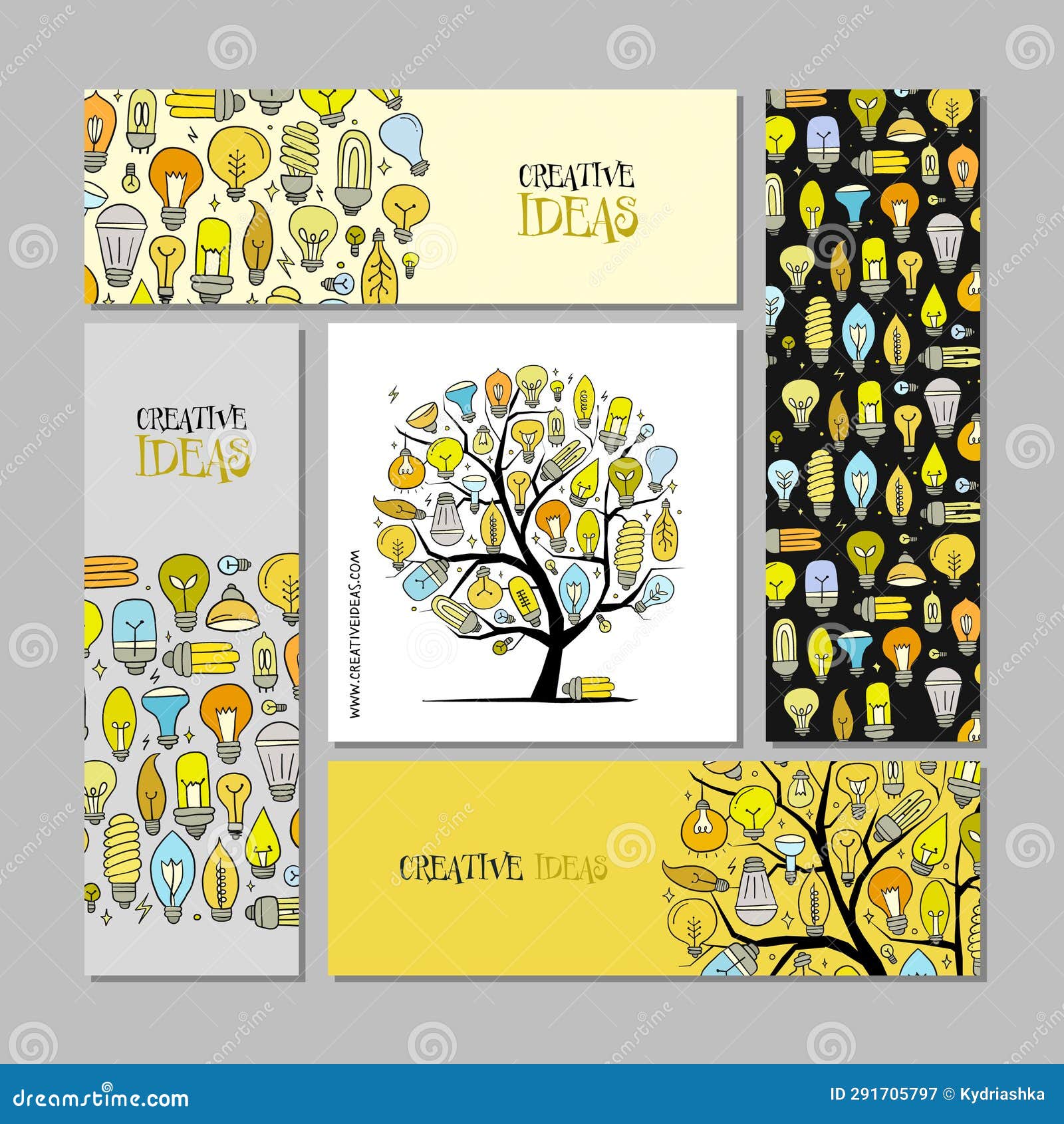 Illuminating Concepts: Light Bulb Themed Vector Illustration Set Stock ...