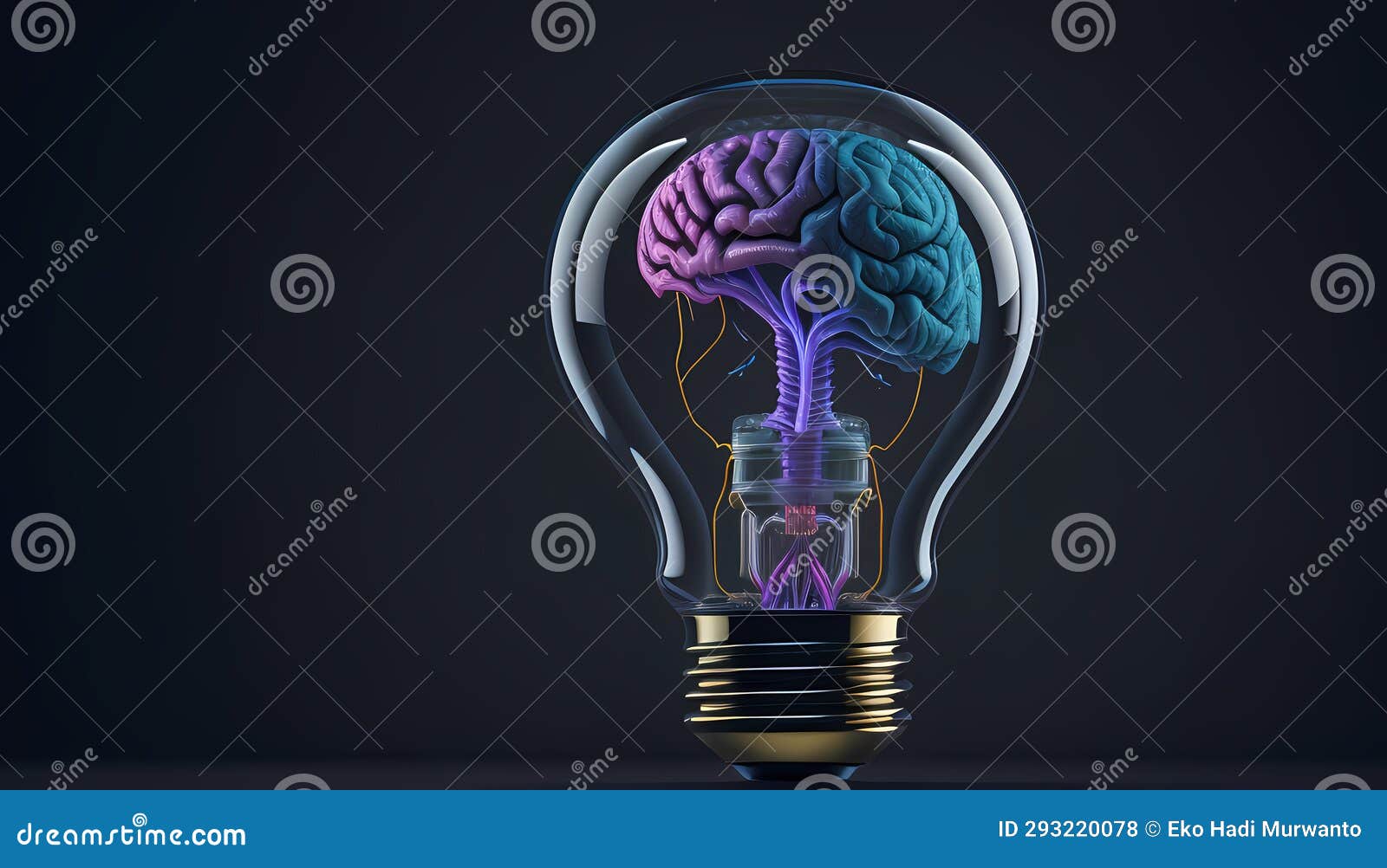 Illuminating Creativity: Human Brain Inside a Lightbulb Stock ...