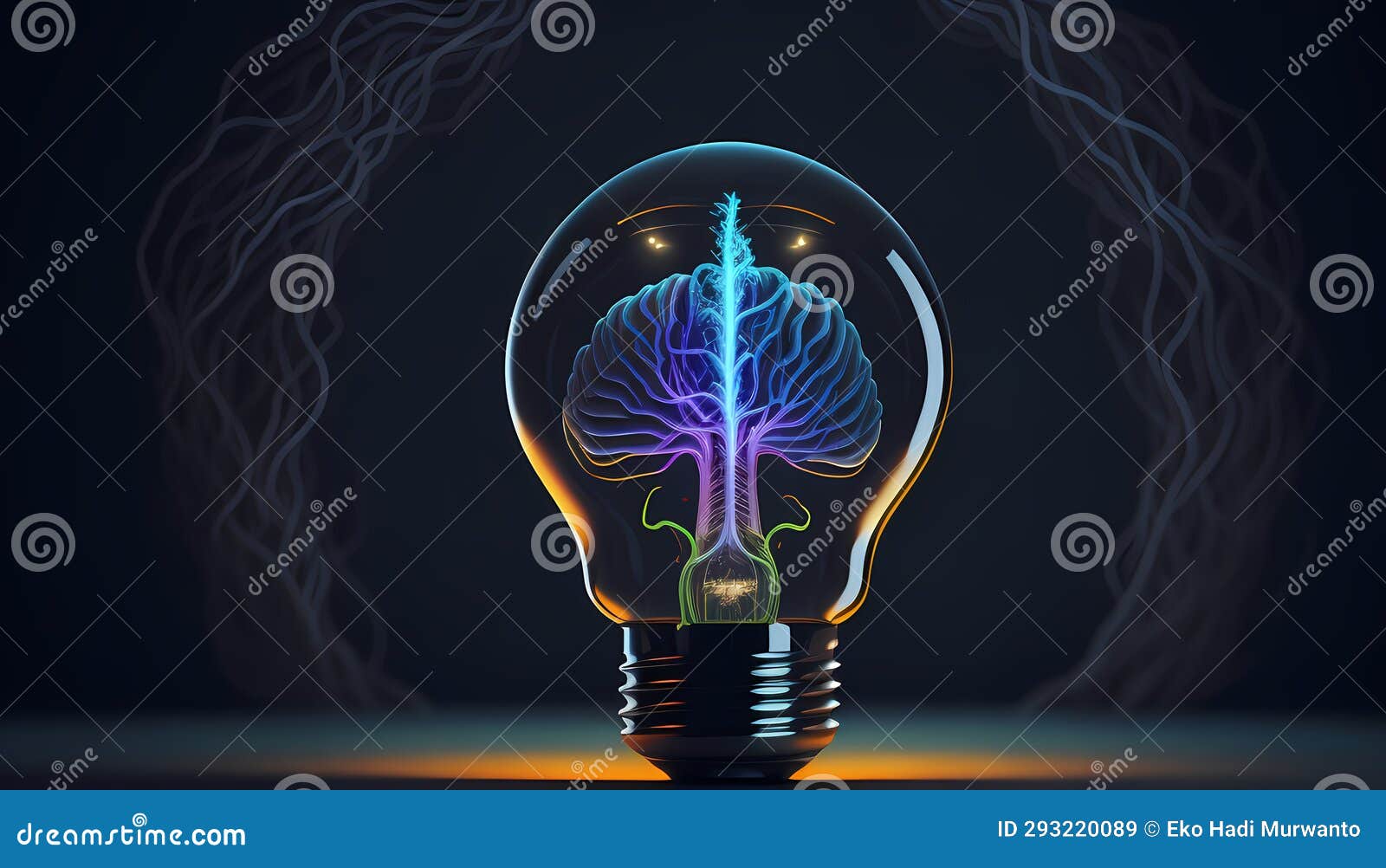 Illuminating Creativity: Human Brain Inside a Lightbulb Stock ...