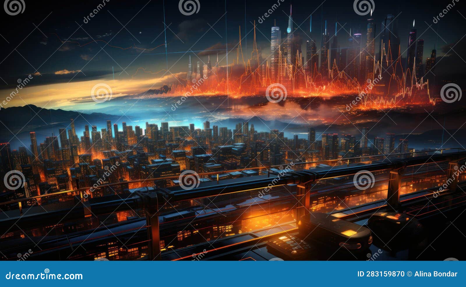 Illuminating Economic Landscape. Created with Generative AI Stock ...