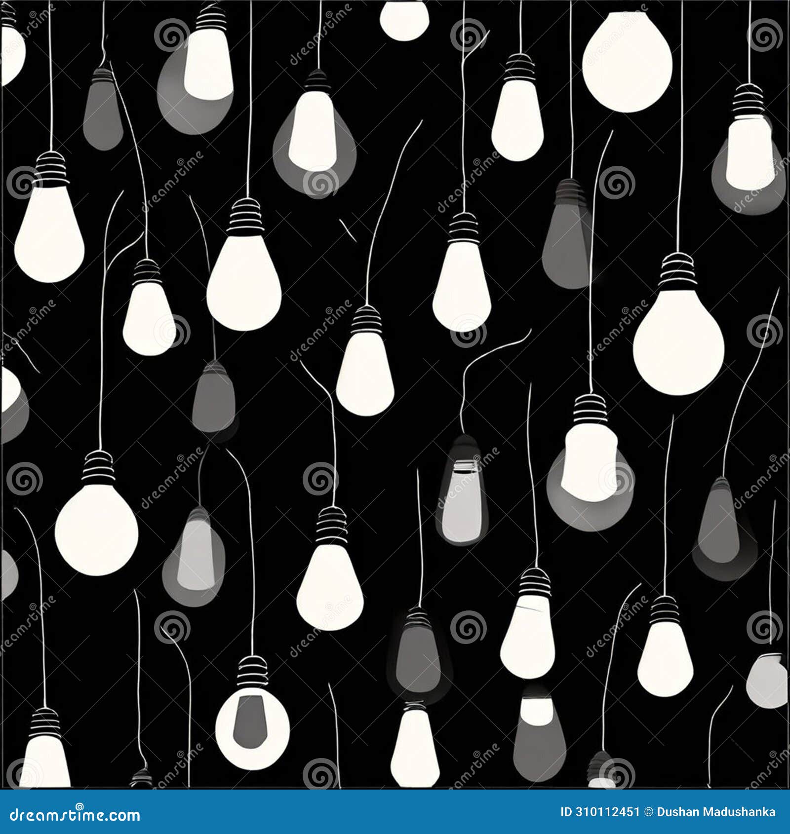 Illuminating Elegance: High Resolution Black and White Bulb Pattern ...