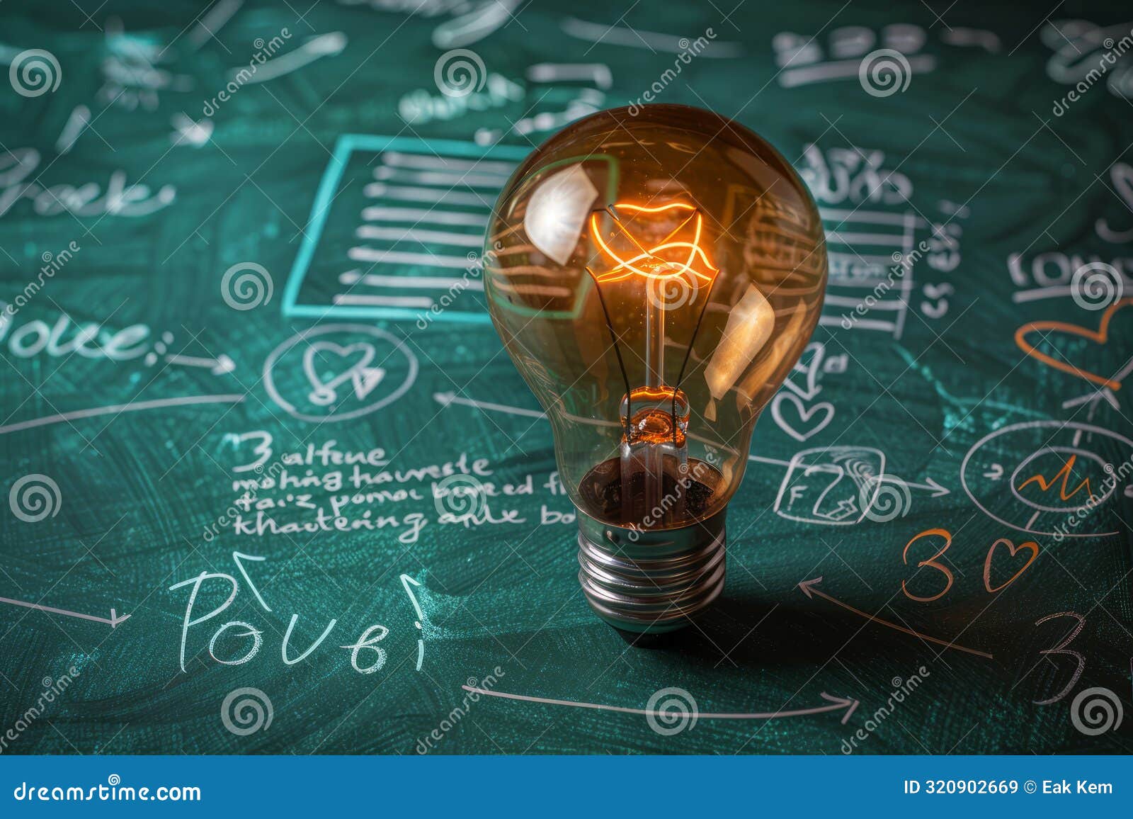 Illuminating Ideas Conceptual Image of a Light Bulb on Chalkboard with ...