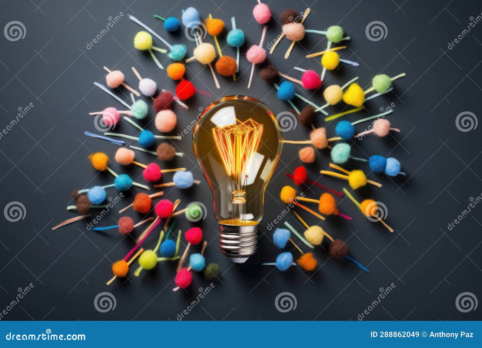 Illuminating Ideas: Lamps Symbolizing Creativity in Flat Layout ...