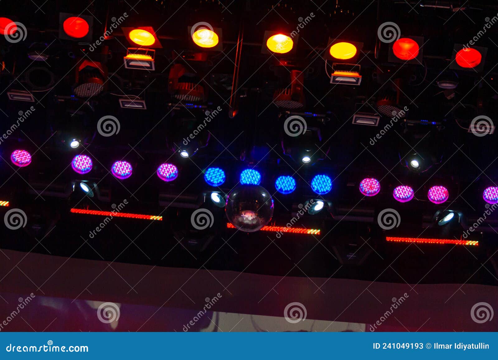 Illumination of the Concert Hall. Lighting Equipment Above the Stage ...