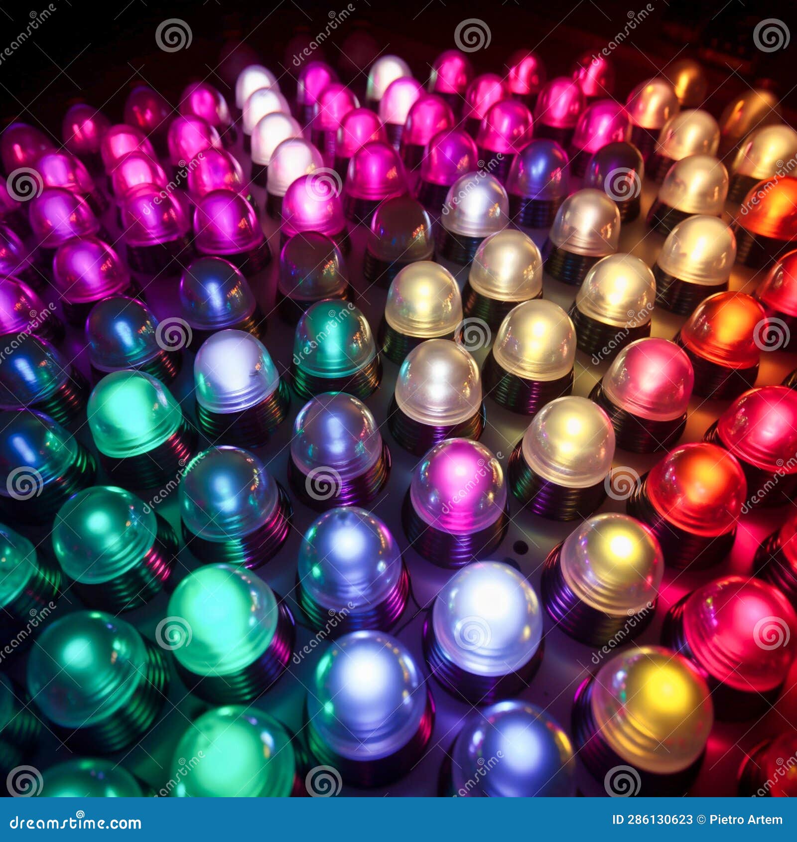 Illumination of LED Colored Light Bulbs Possible, Generative AI Stock ...