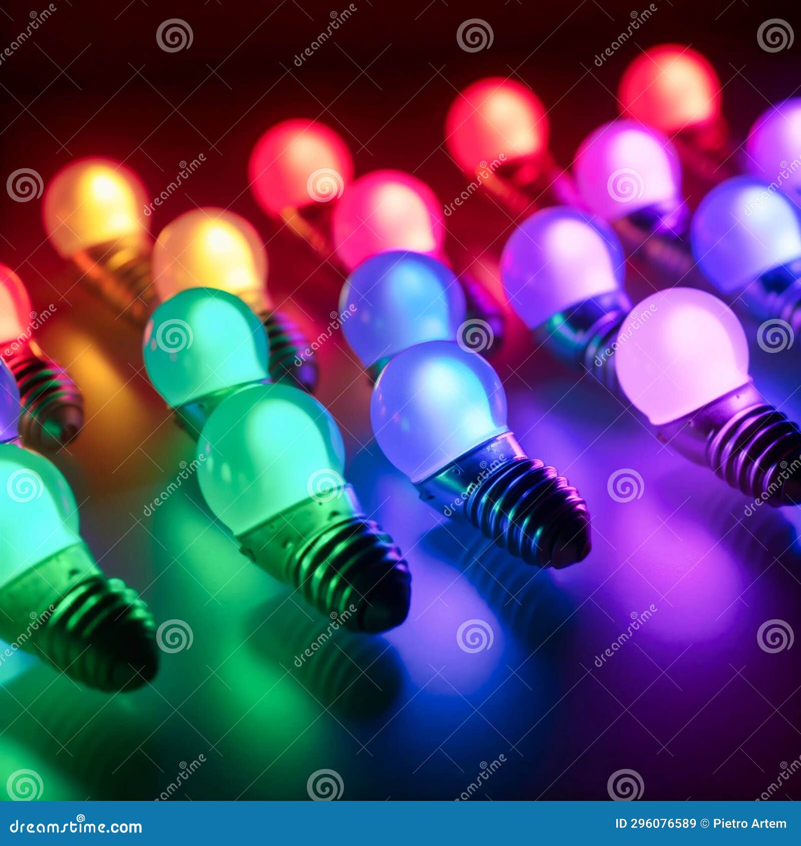 Illumination of LED Colored Light Bulbs Possible, Generative AI Stock ...