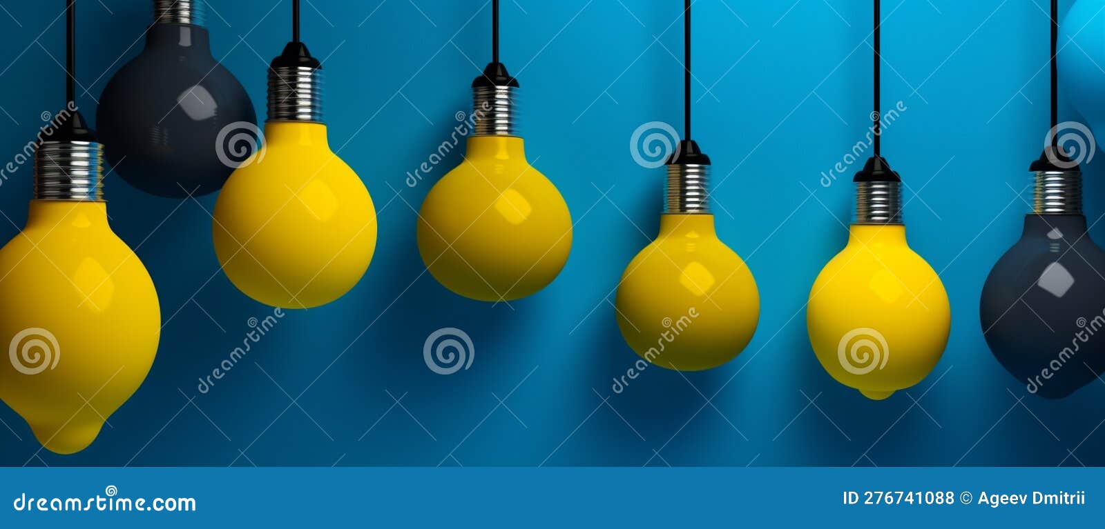 Concept Light Creative Yellow Blue Energy Power Idea Bulb Technology ...