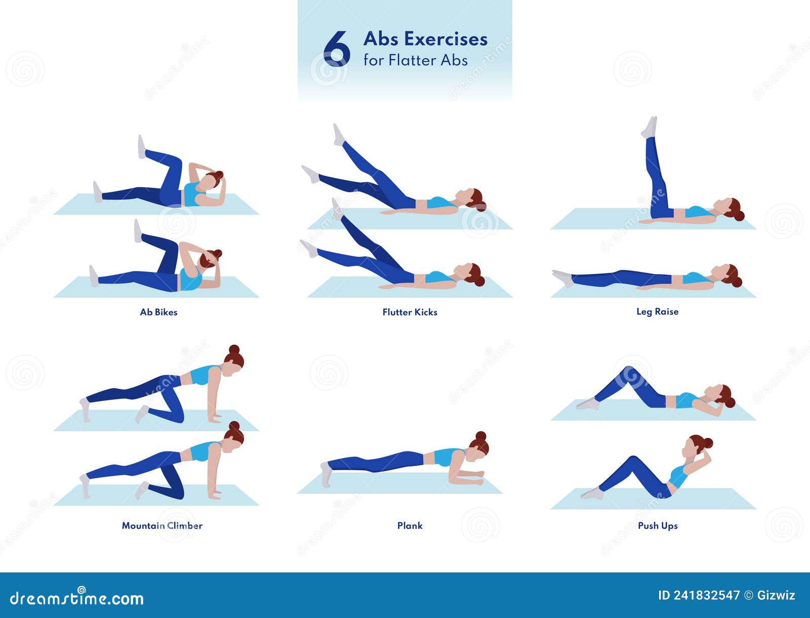 Abs exercise workout stock vector. Illustration of health - 241832547