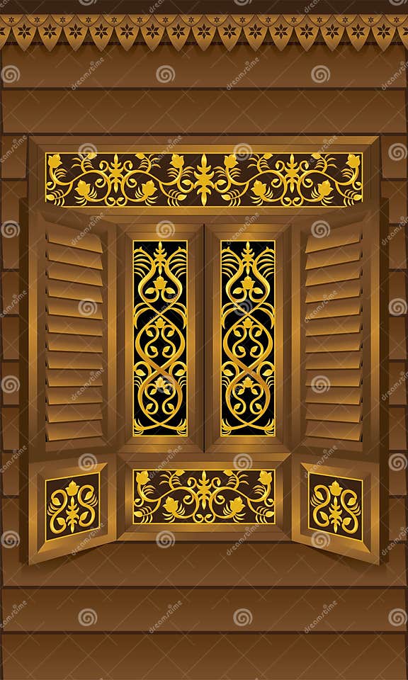 A Traditional Malay Style Wooden Window Frame. Stock Photo - Image of ...