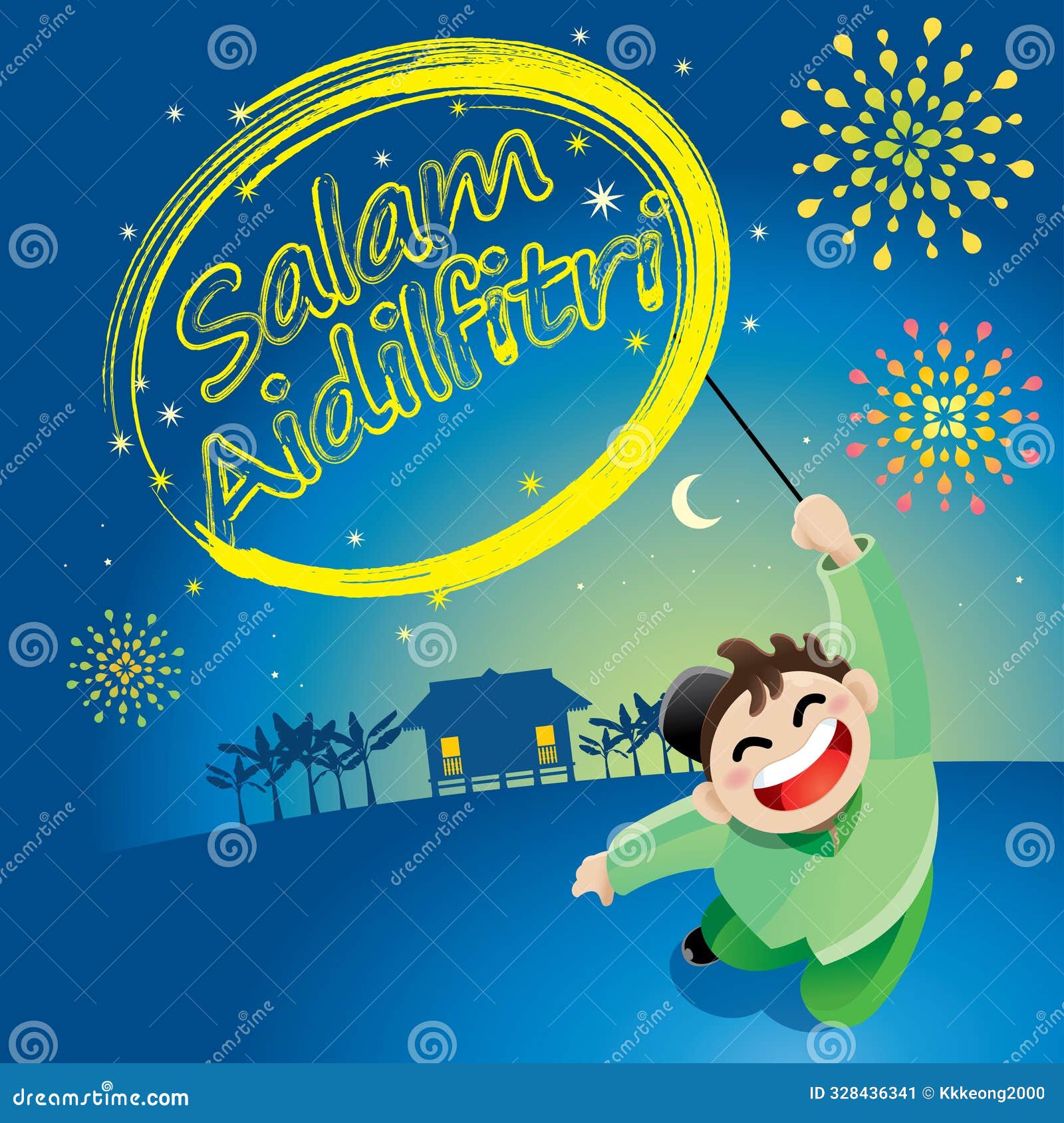 A Boy and a Girl are Playing with Fireworks during Raya Festival ...