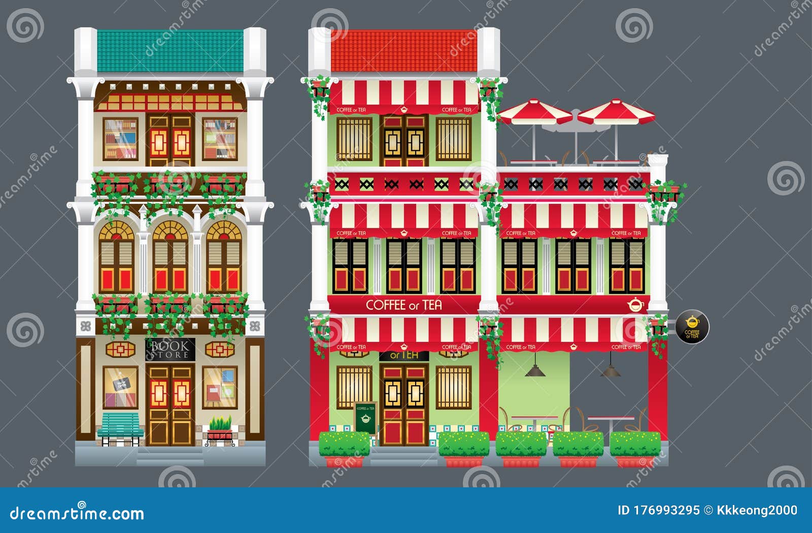 Three Storey Colorful and Historical Colonial Style Shophouse. Stock ...