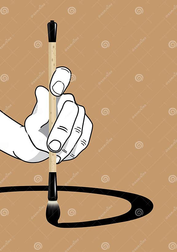 A Hand Holding a Chinese Calligraphy Brush. Stock Illustration ...