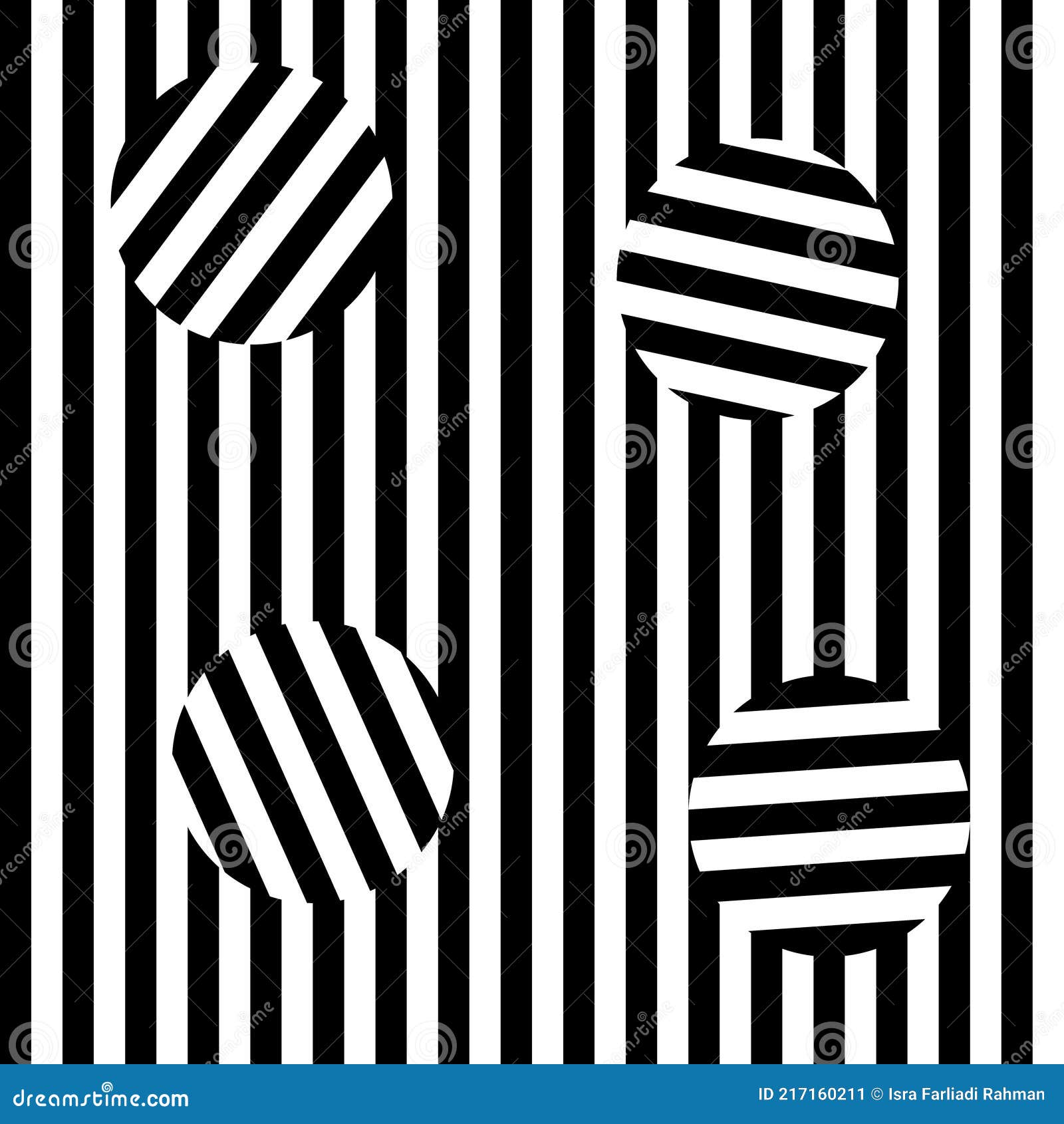 Illusion Abstract Black and White Pattern. Monochrome Pattern. Optical ...