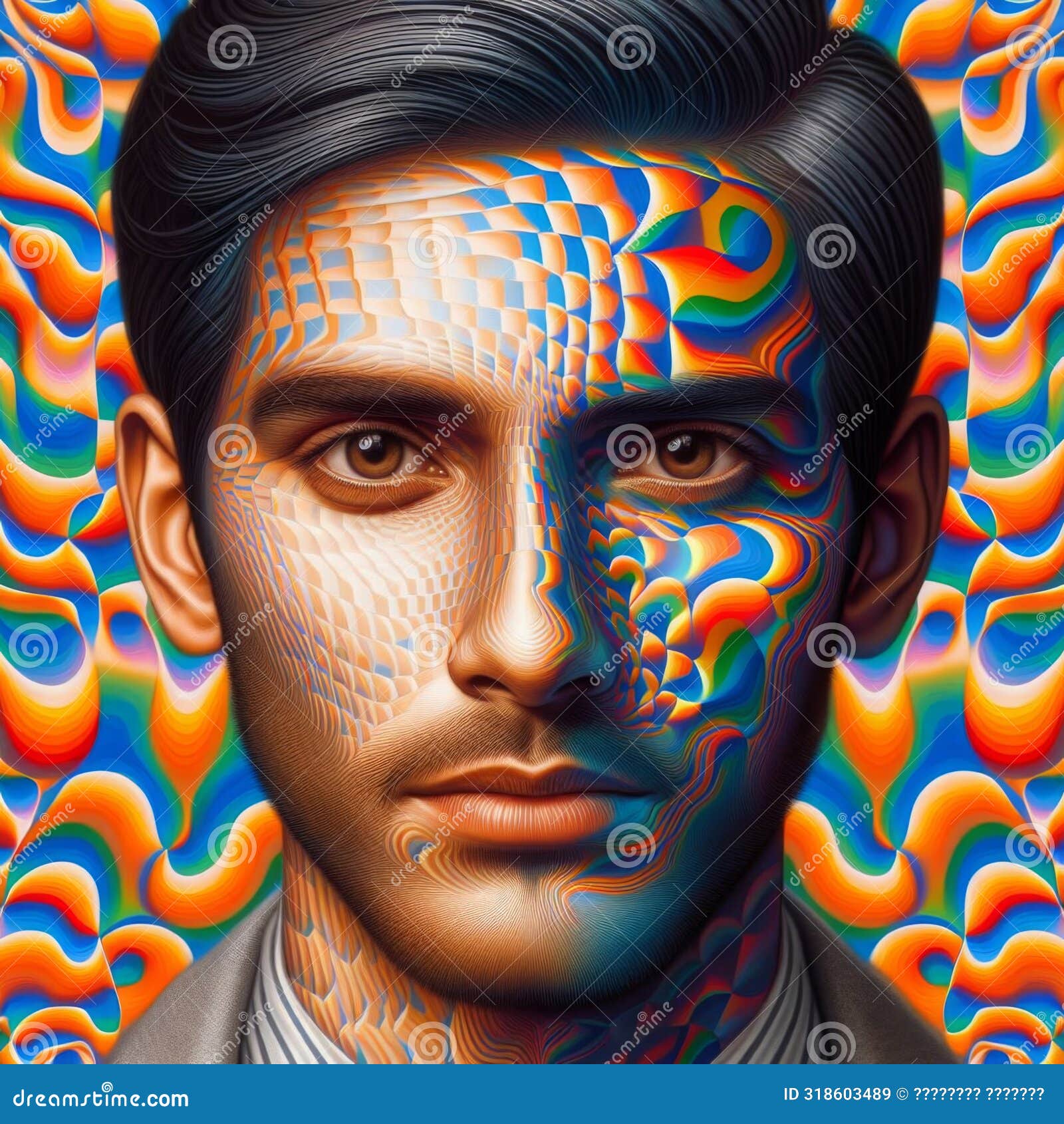 Illusion of Color Perception, with a Human Face with Emotions Stock ...